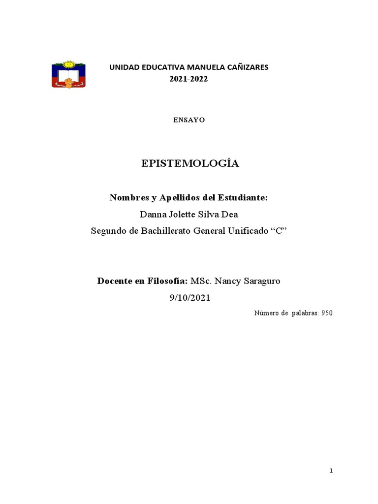 Ensayoepistemología - Silva Danna | PDF | Conocimiento | Epistemología