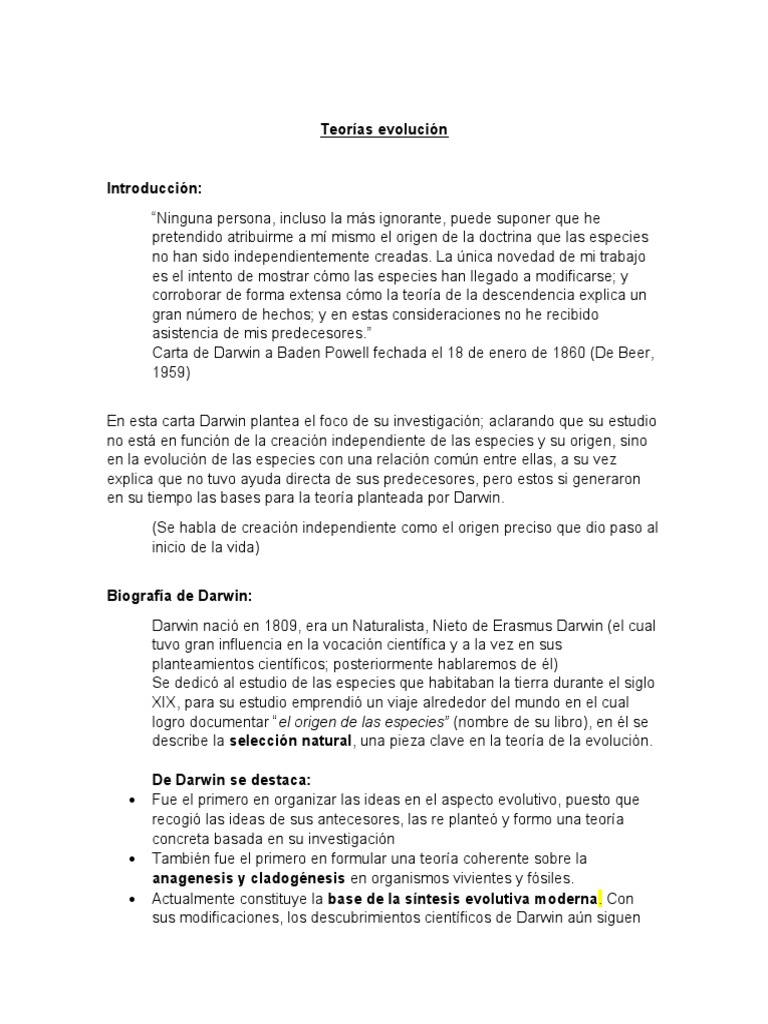 Avance Bio Estructura 2 Imprimir | PDF | Evolución | Charles Darwin