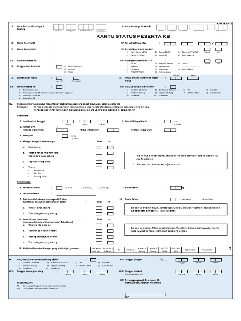 Kartu Status Peserta KB | PDF