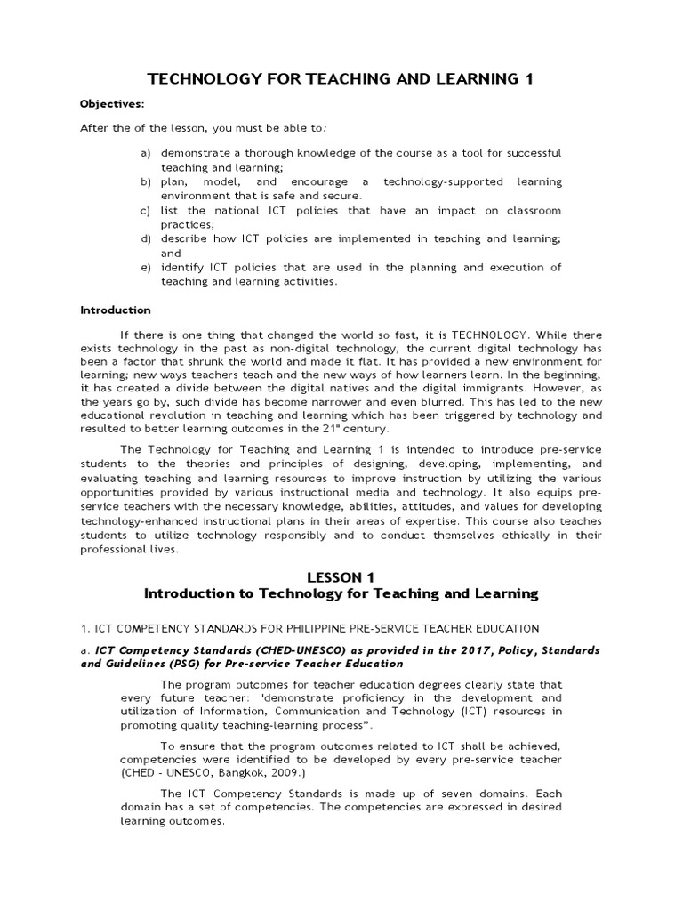 M1 - Intro To Technology For Teaching and Learning 1 | PDF ...