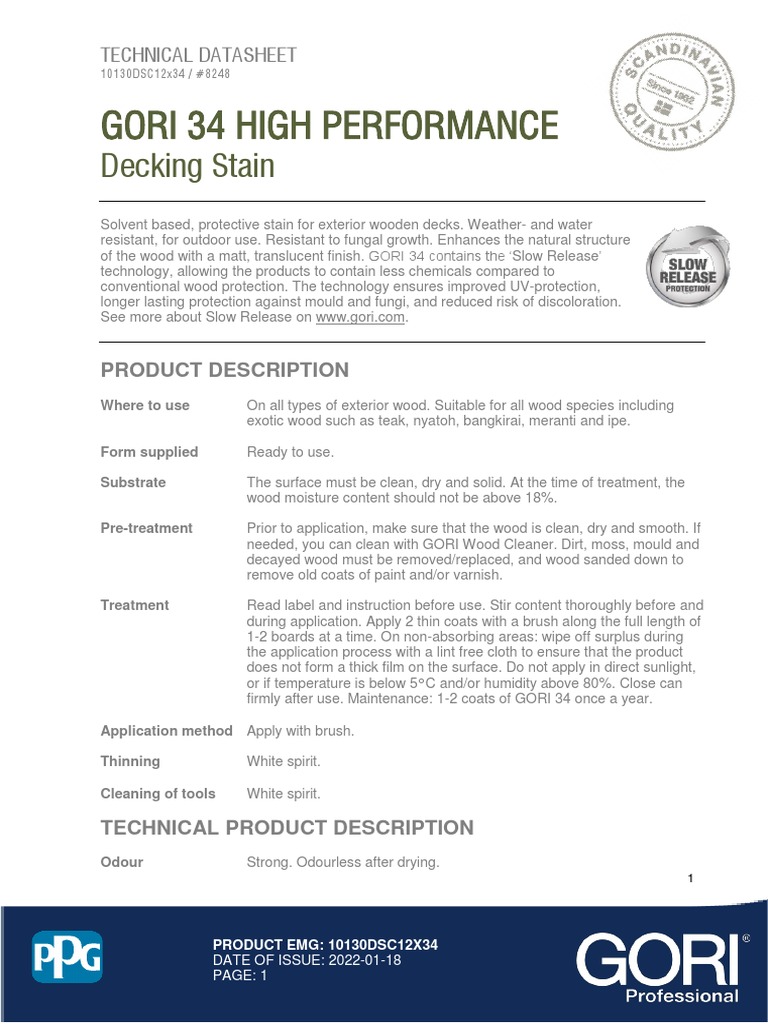 GORI 34 High Gloss Deck Stain Guide | PDF | Wood | Varnish