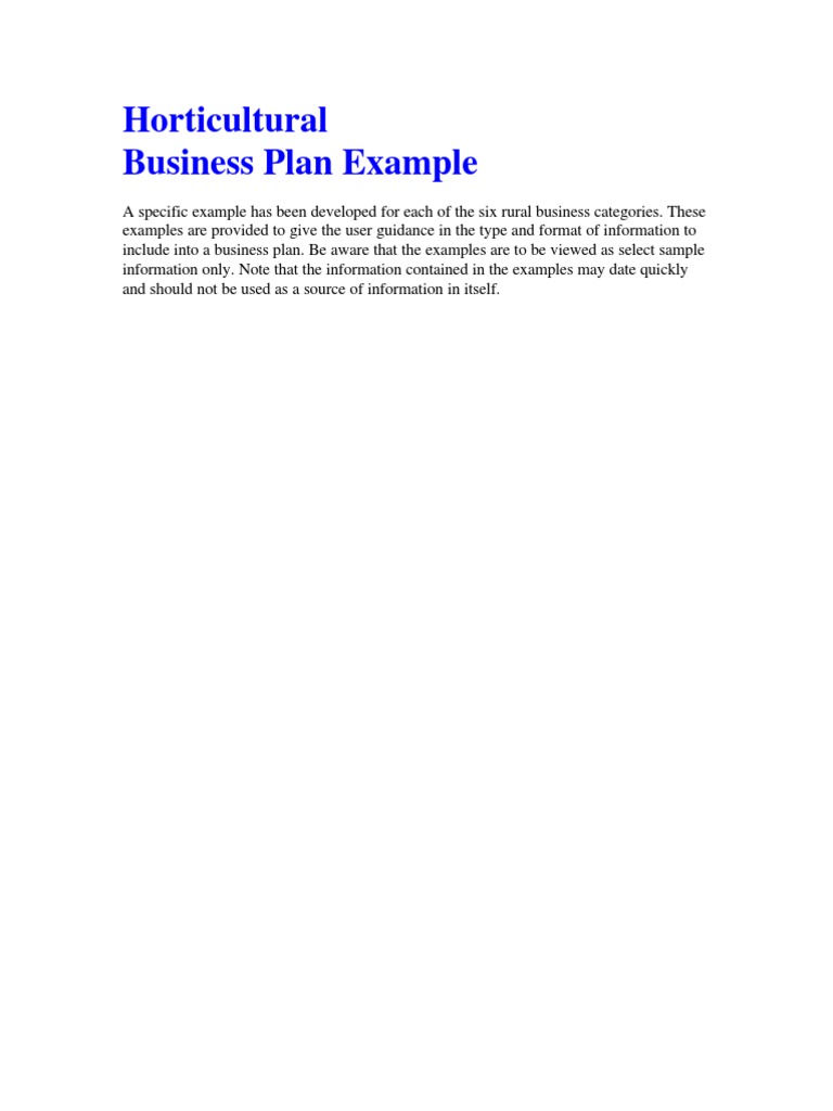 Horticulture Business Plan Example | PDF | British Columbia | Retail