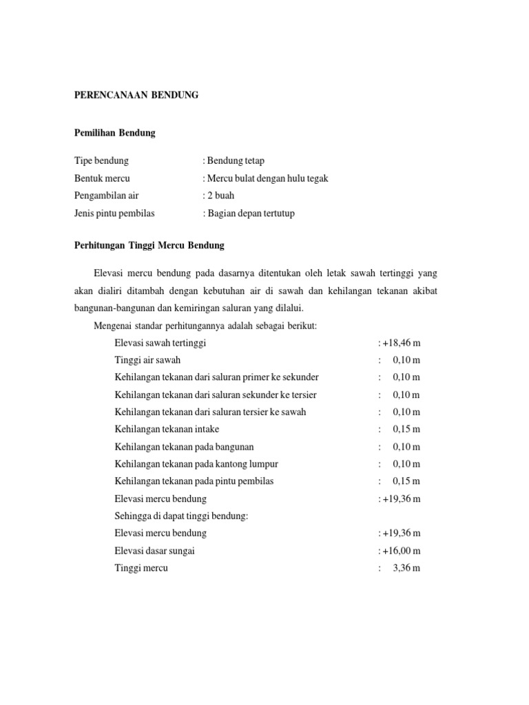 Perencanaan Bendung | PDF