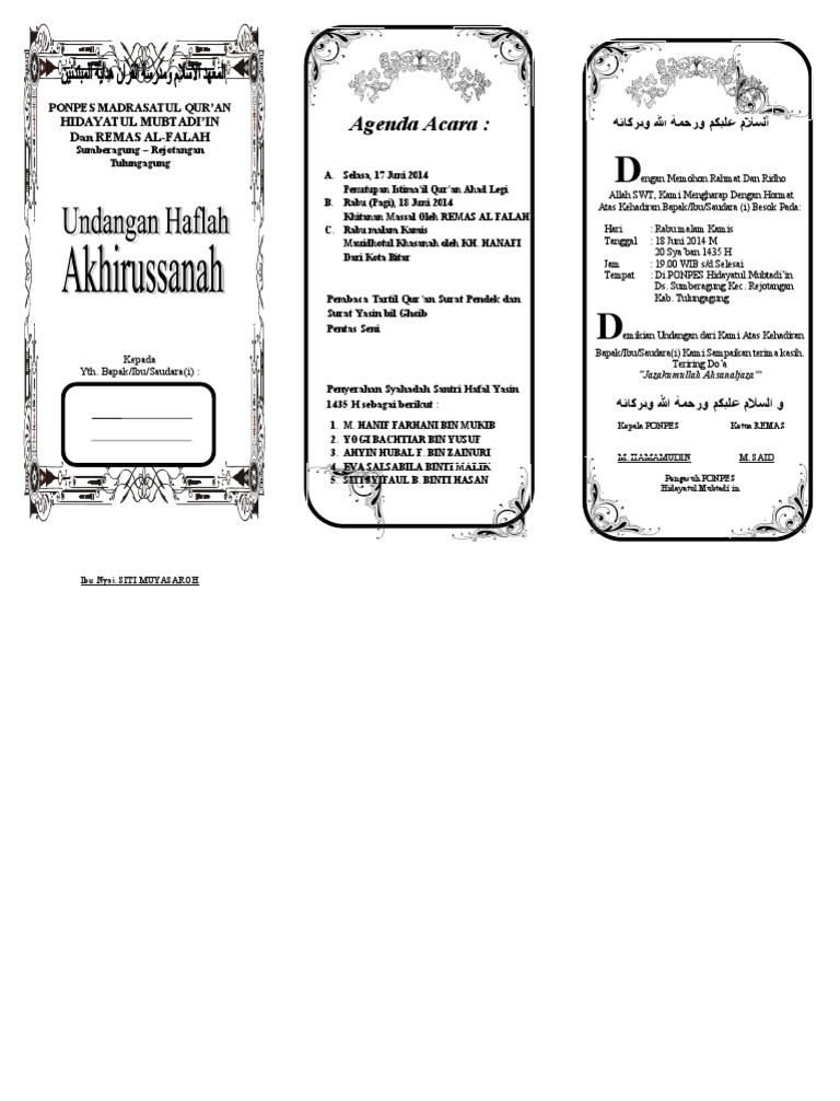 Undangan Haflah Akhirussanah | PDF