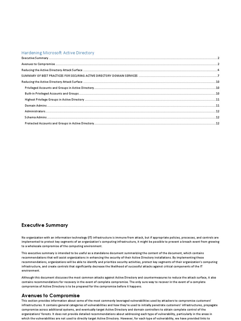 Hardening Microsoft Active Directory | PDF | Active Directory ... Hardening Microsoft Active Directory | PDF | Active Directory ...