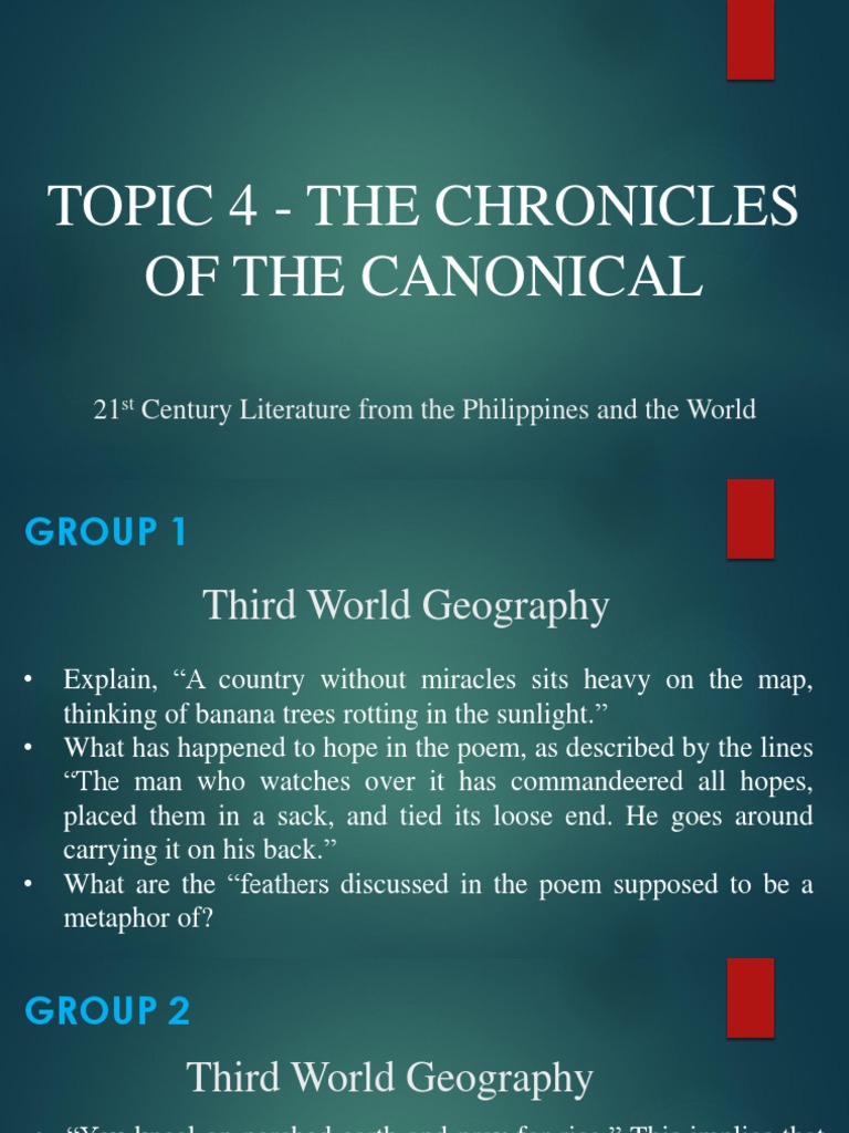 Topic 4 - The Chronicles of The Canonical: 21 Century Literature From ...
