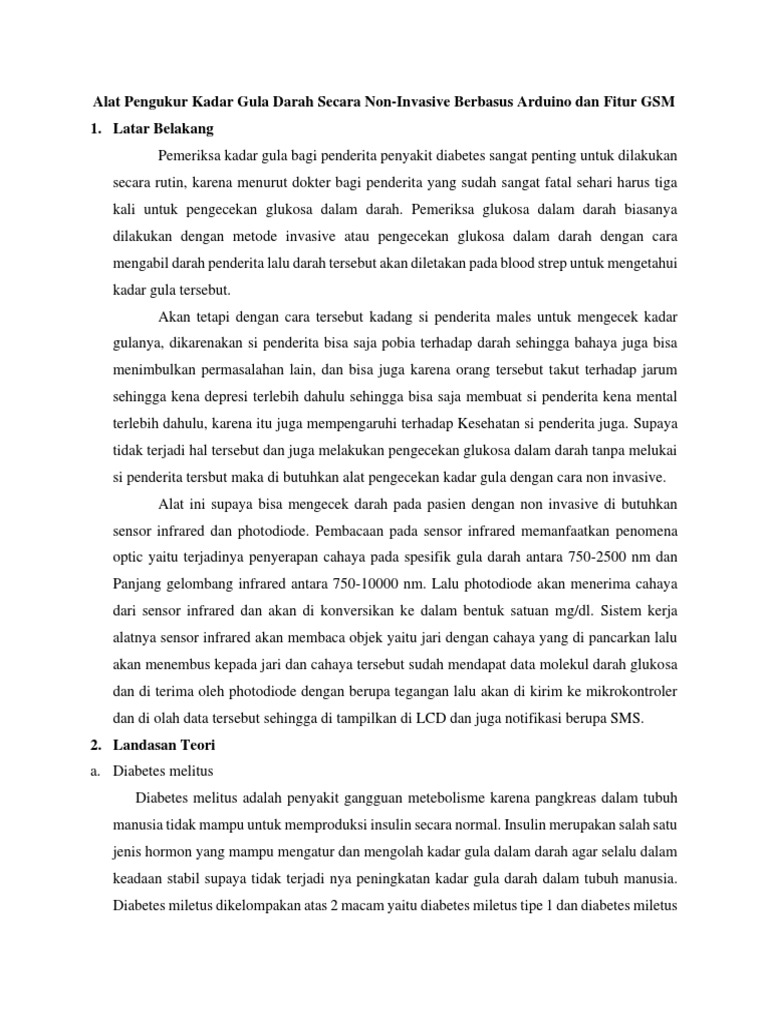 Alat Pengukur Kadar Gula Darah Secara Non-Invasive Berbasus Arduino Dan ...