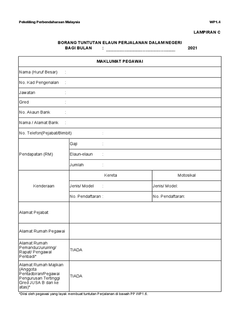 Lampiran C-Borang Tuntutan WP1.4 - TERKINI | PDF
