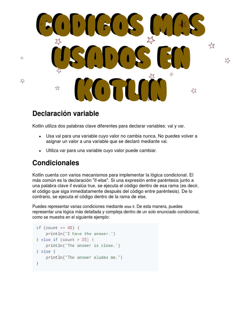 Ejemplos de Condicionales en Kotlin | PDF | Objeto (informática ...