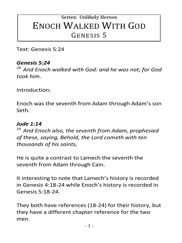 01 - Enoch Walked With God | PDF | Adam | Sermon