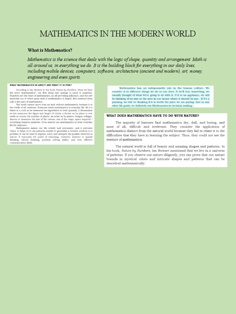 Mathematics in The Modern World | PDF | Pattern | Mathematics