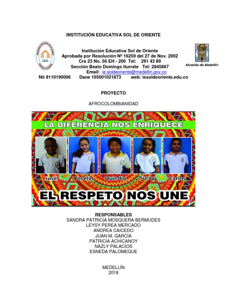 Proyecto Estudios Afrocolombianos | PDF | Educación de la primera ...
