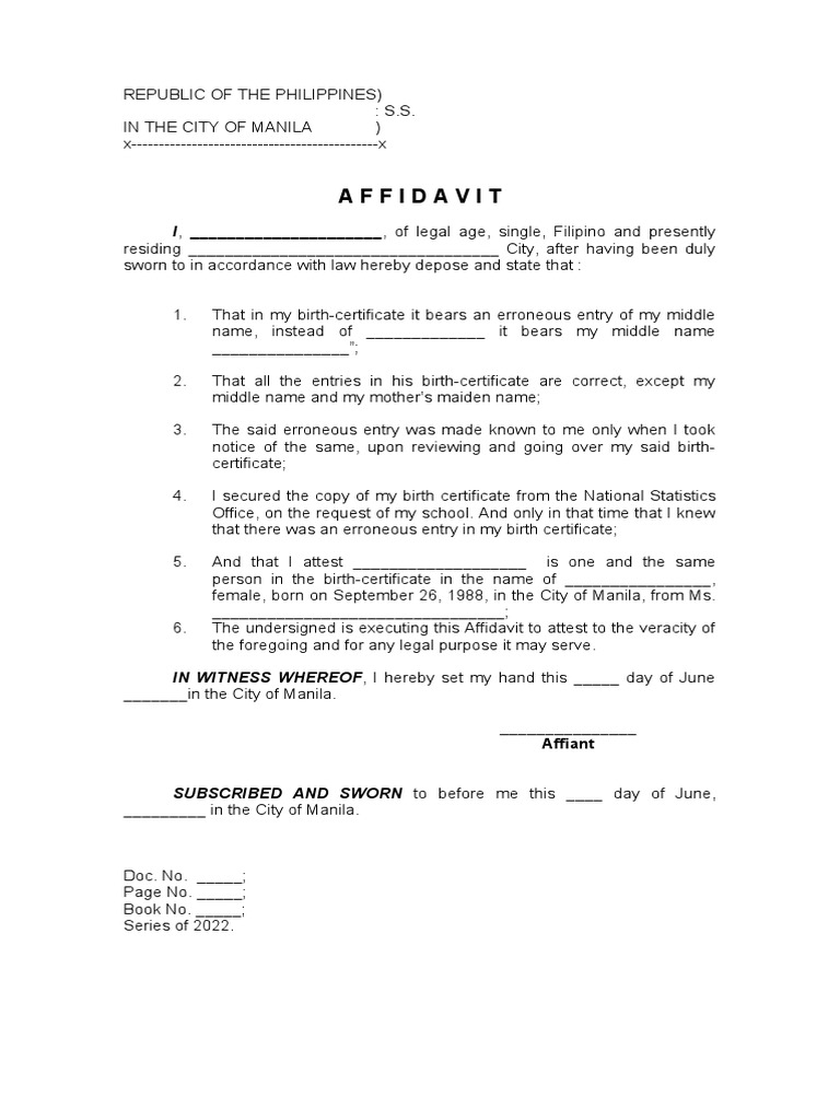 Affidavit One and The Same Person | PDF