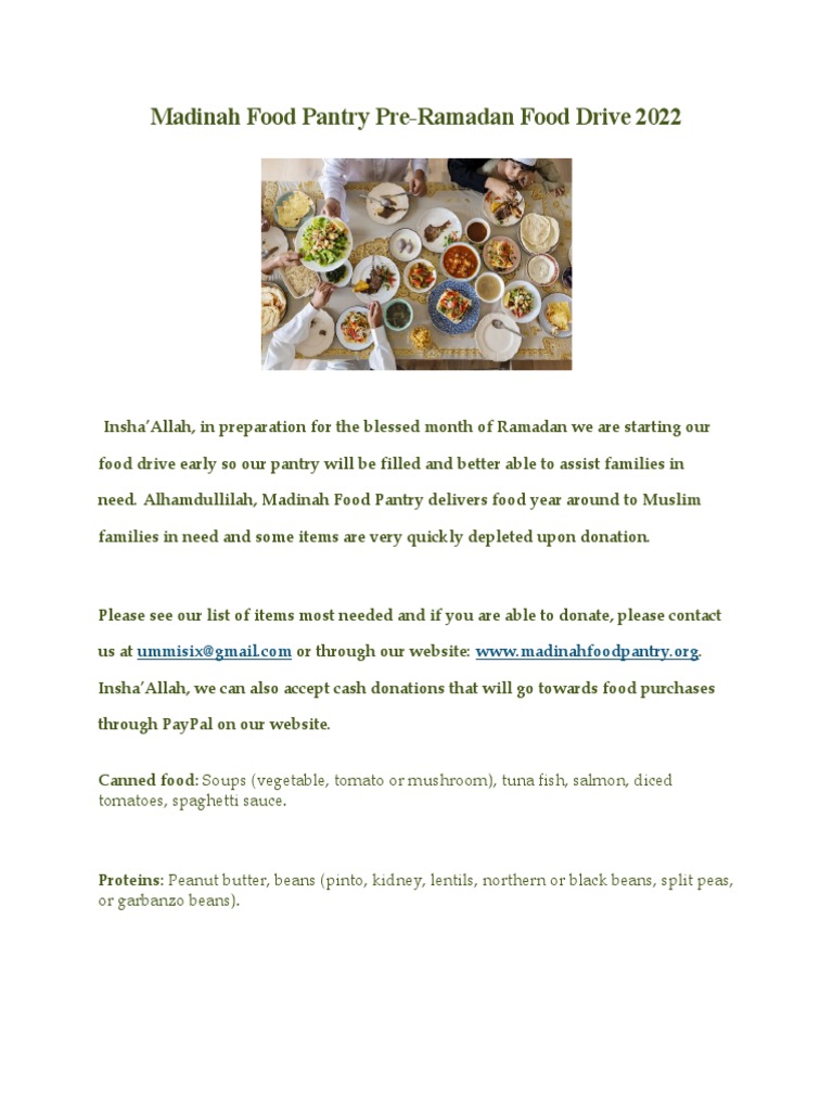 Pre-Ramadan Food Drive 2022 | PDF