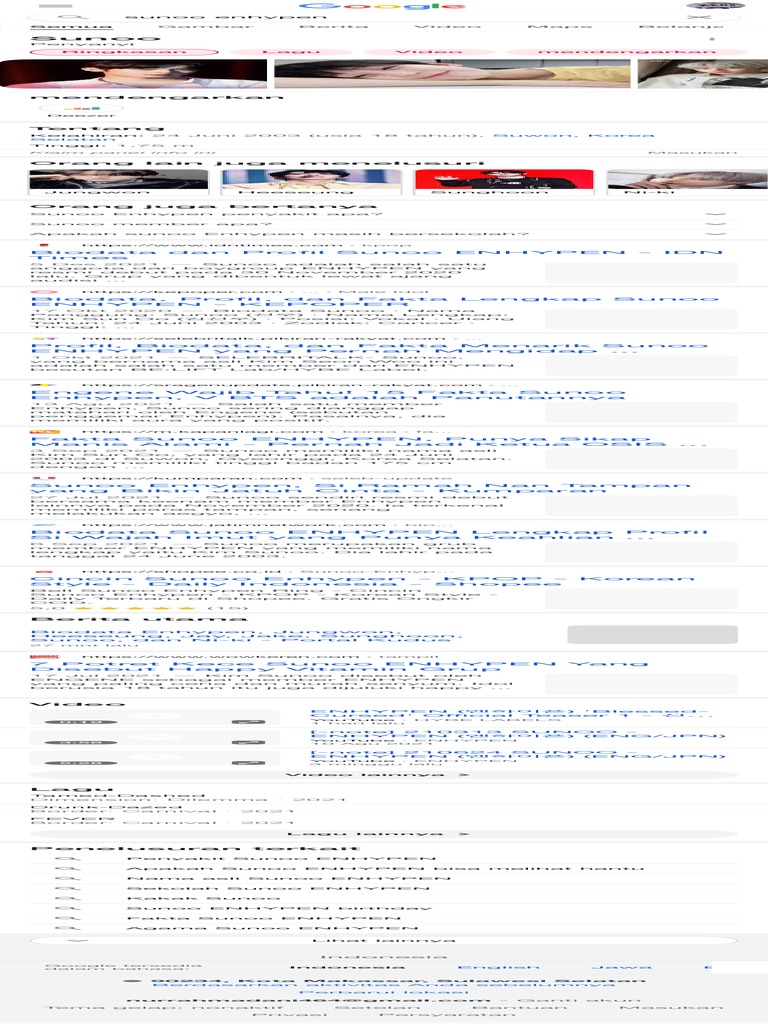 Sunoo Enhypen - Penelusuran Google | PDF