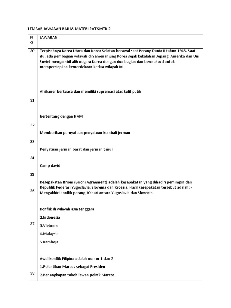 Lembar Jawaban Bahas Materi Pat 2 | PDF