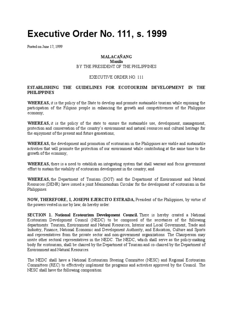 Guidelines for Ecotourism Development | PDF | Philippines | Sustainability