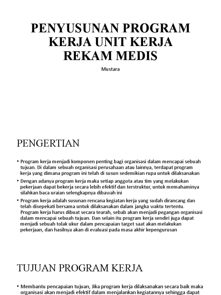 1 - Penyusunan Program Kerja Unit Kerja Rekam Medis | PDF