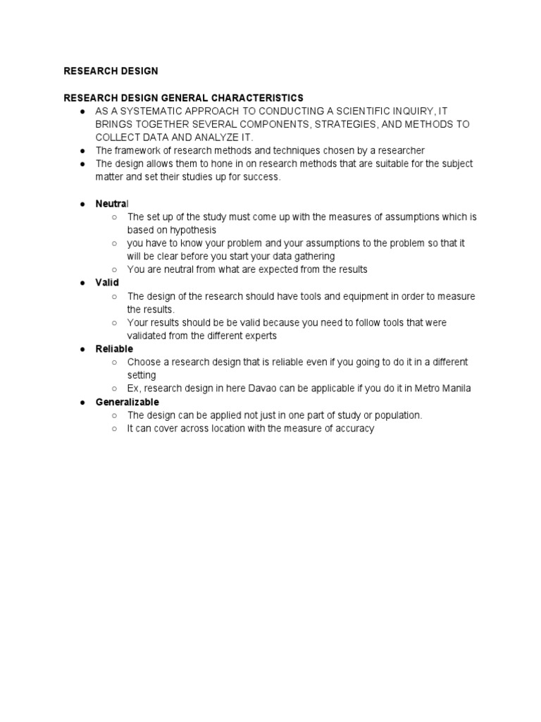 Research Design: Types & Characteristics | PDF | Experiment ...
