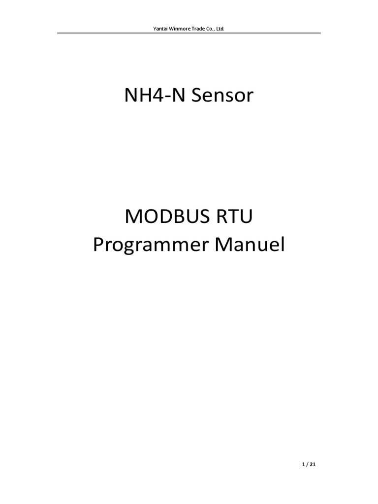 Self Cleaning NH4 N Modbus Instruction en | PDF | Bit | Computer Engineering