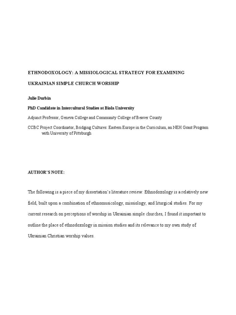 Ethnodoxology in Ukrainian Church Worship | PDF | Eastern Orthodox ...
