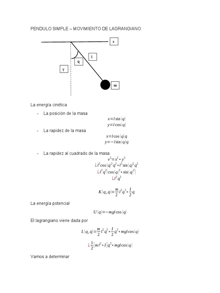 Pendulo Simple | PDF | Péndulo | Mecánica Hamiltoniana