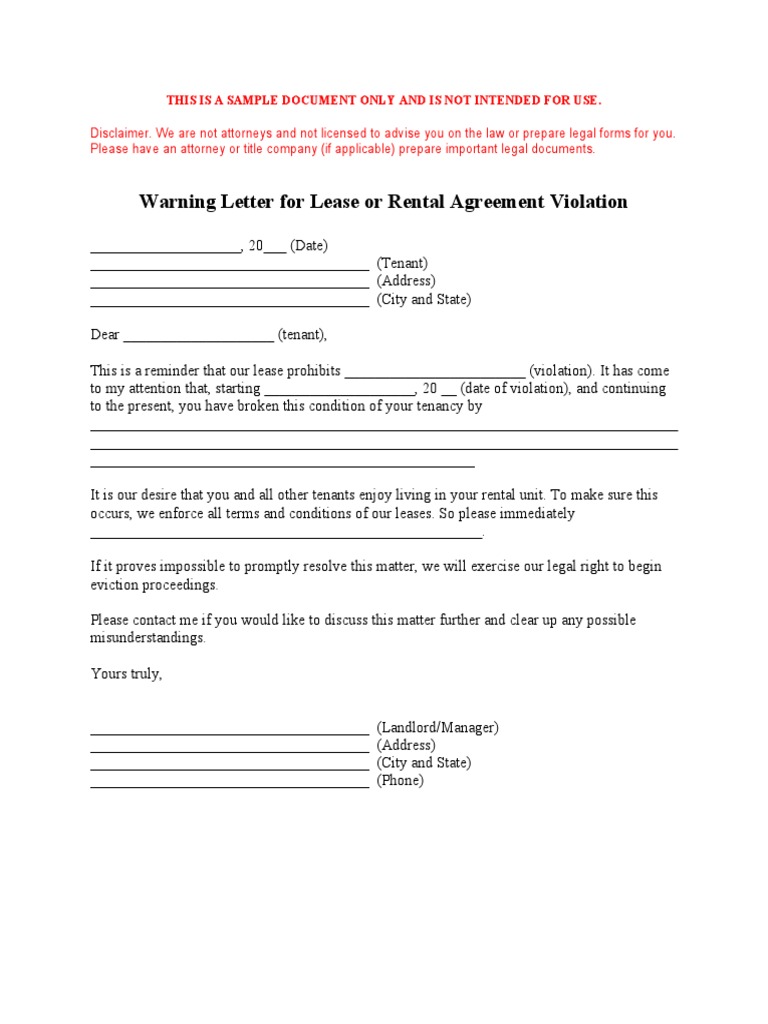 Tenant Warning Notice Template | PDF