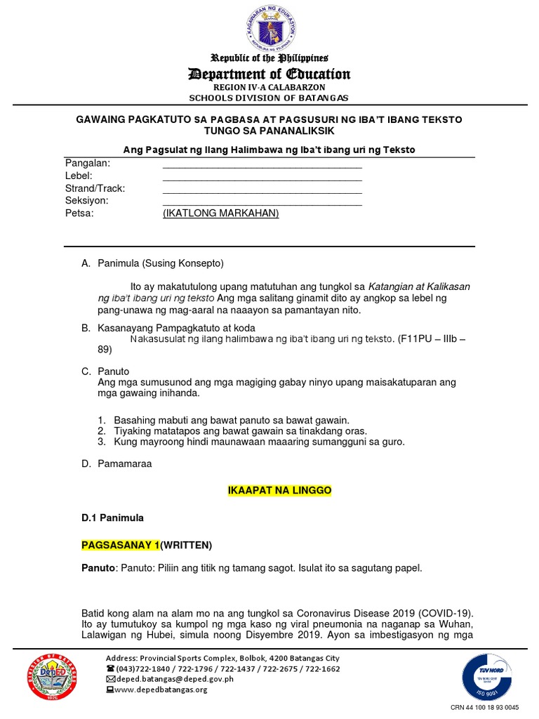 Activity Sheet | PDF