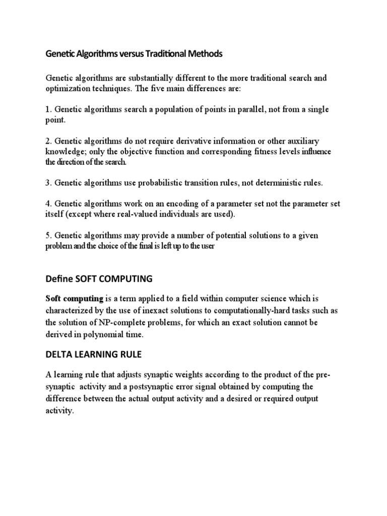 Genetic Algorithms Versus Traditional Methods | PDF | Applied ...