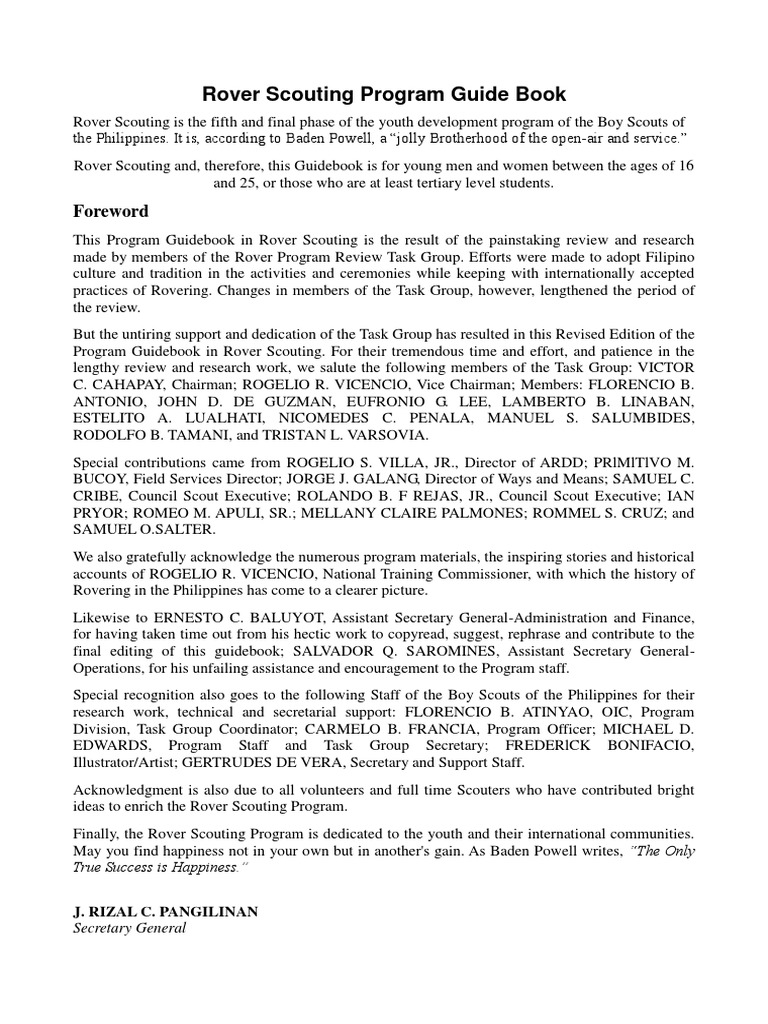 Rover Scouting Program Guidebook | PDF | Scouting | Loyalty