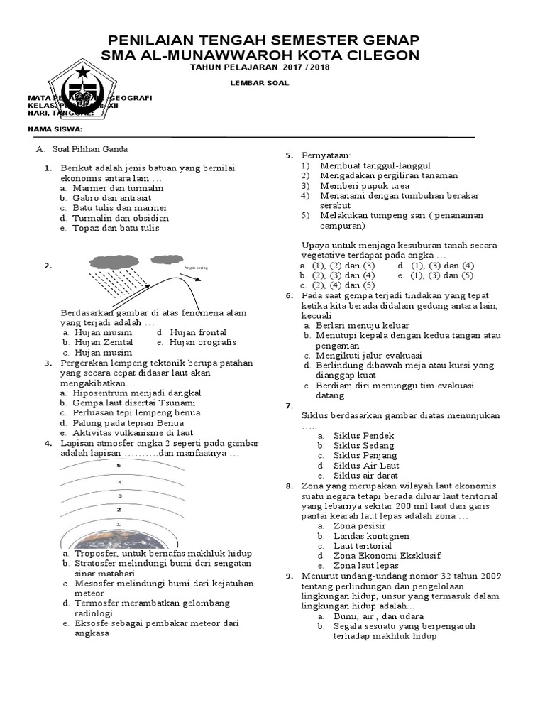 Soal PTS Geo KLS Xii SMT 2 | PDF | Sains & Matematika
