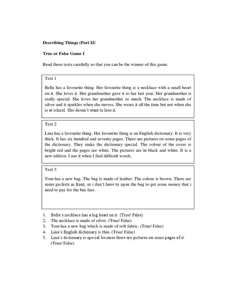 Describing Things (Part II) | PDF | Consumer Goods | Clothing