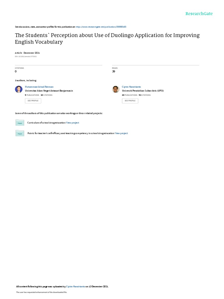 Duolingo's Impact on English Vocabulary Learning | PDF | Teaching ...