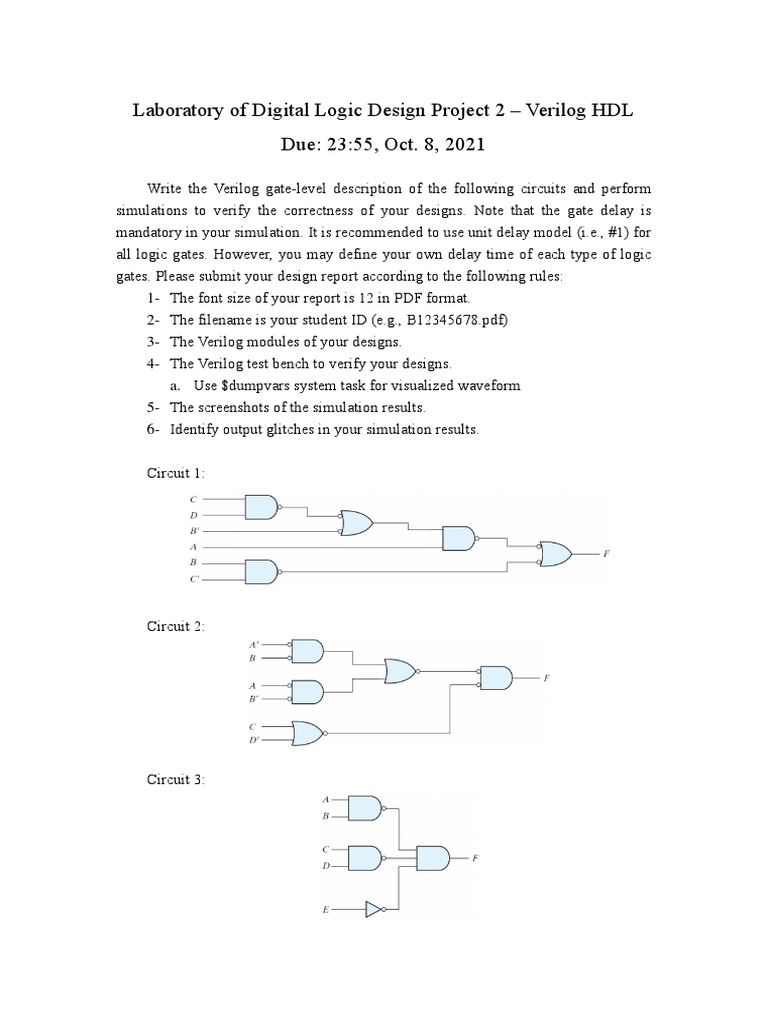 Laboratory of Digital Logic Design Project 2 - Verilog HDL Due: 23:55 ...