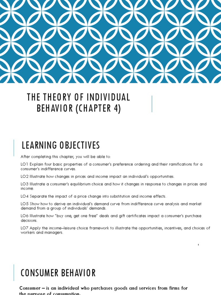 Chapter 4 The Theory of Individual Behavior | PDF | Demand | Demand Curve