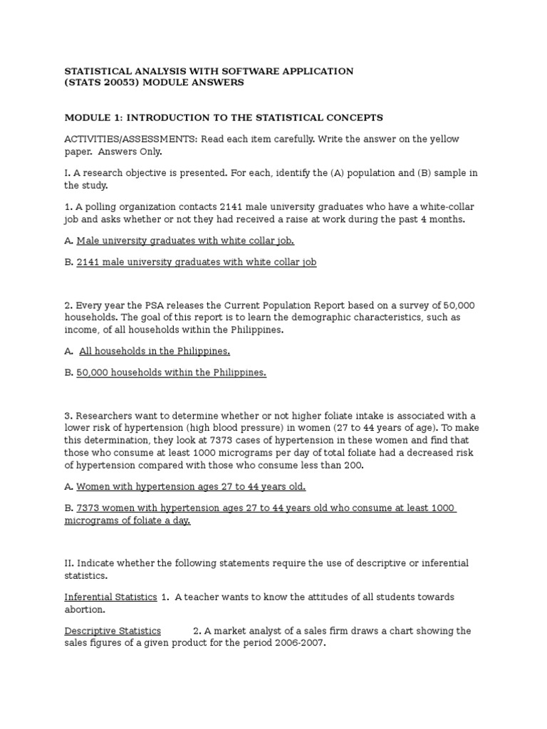 Statistical Analysis With Software Application (Stats 20053) Module ...