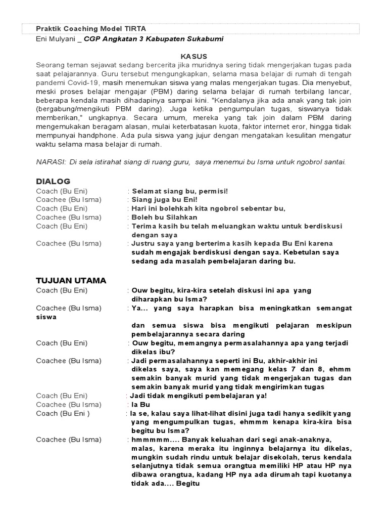 Demonstrasi Kontekstual Coaching Model Tirta | PDF
