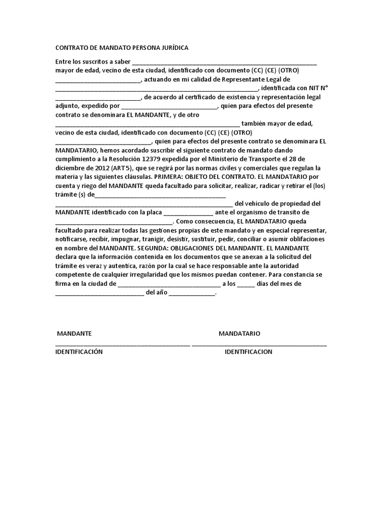 Modelo de Contrato de Mandato | PDF