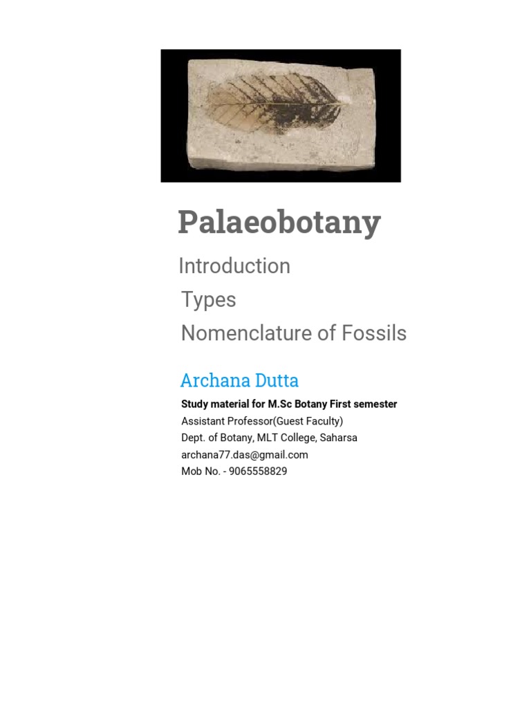 Palaeobotany: Types Nomenclature of Fossils | PDF | Genus | Fossil