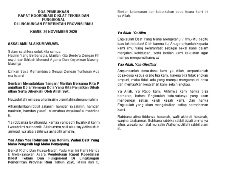 Doa Pembukaan Acara Rakor | PDF