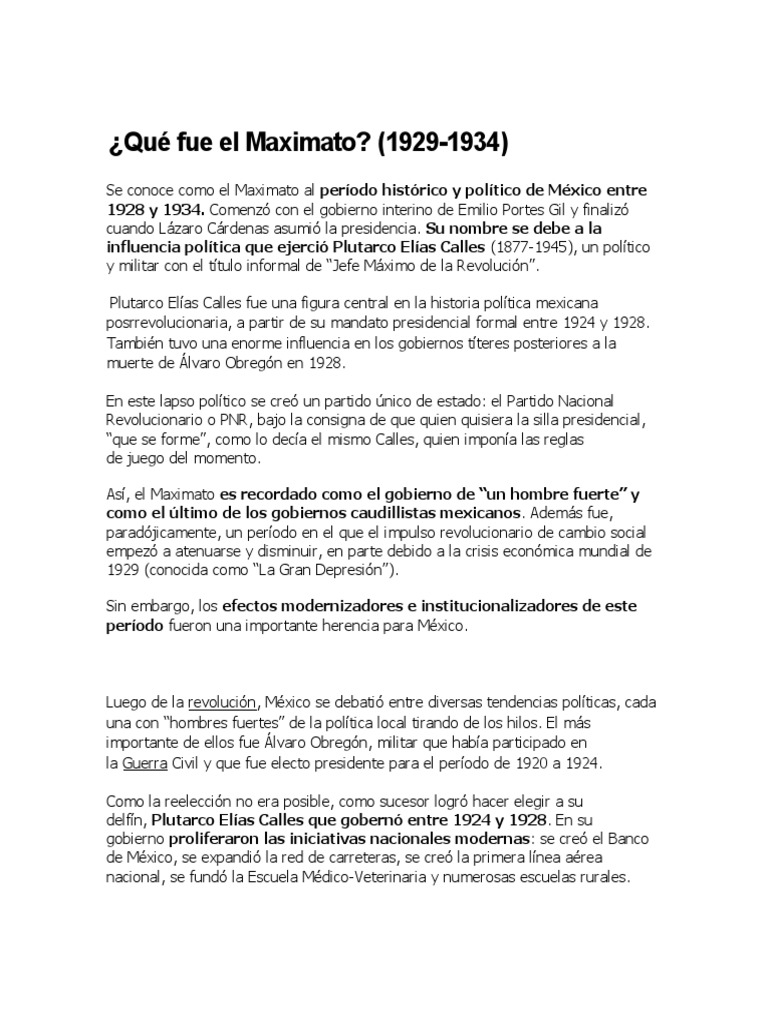 Qué Fue El Maximato | PDF | Gobierno