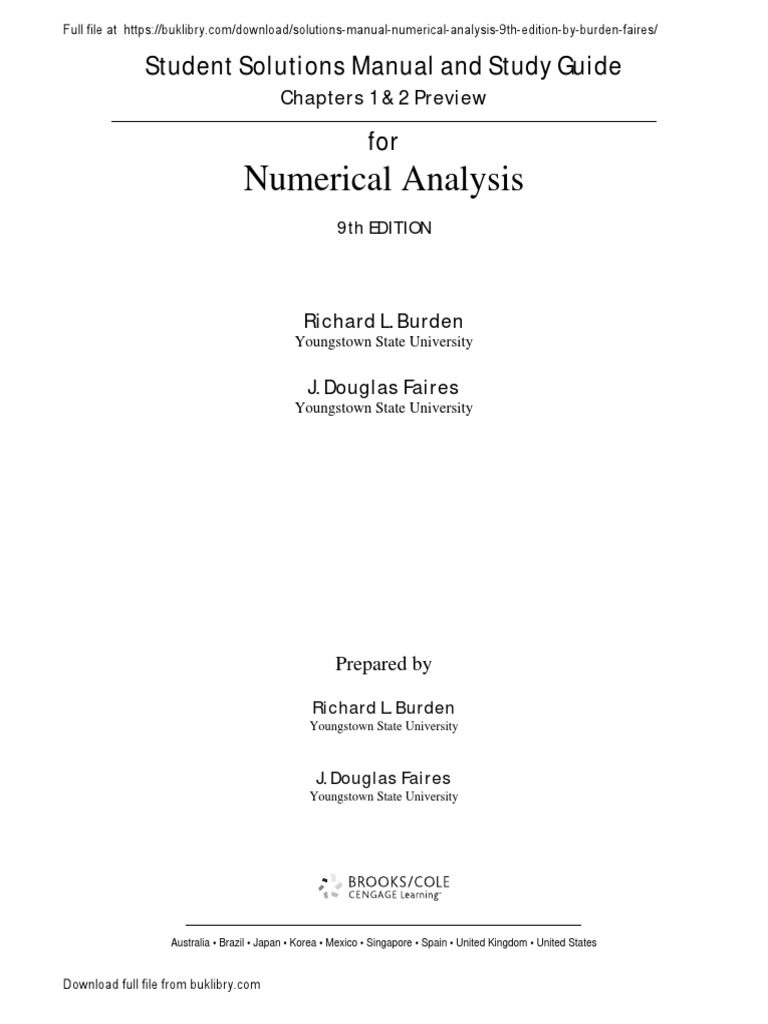 Solutions Manual Numerical Analysis 9th | PDF | Equations | Mathematics