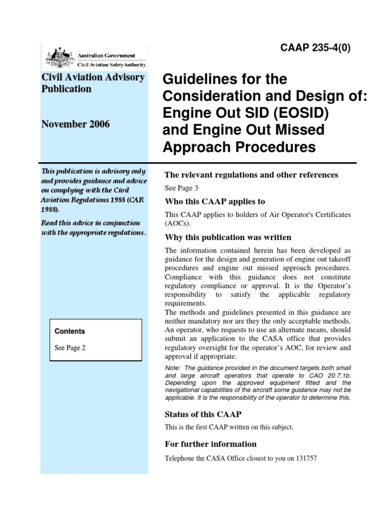 Engine Out SID and Missed Approach Guidelines | PDF | Takeoff ...