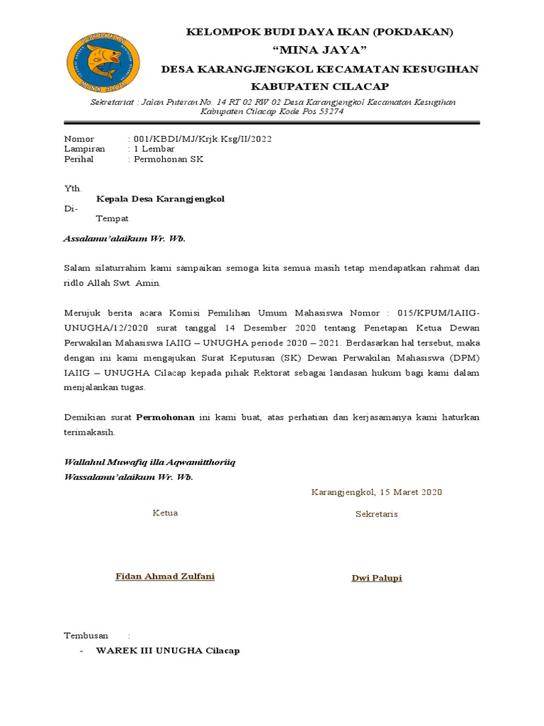 SK Dan Berita Acara Mina Jaya 1 | PDF