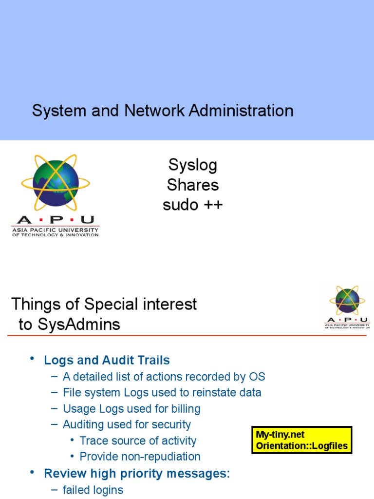 Syslog and Log Management for SysAdmins | PDF | Sudo | Regular Expression