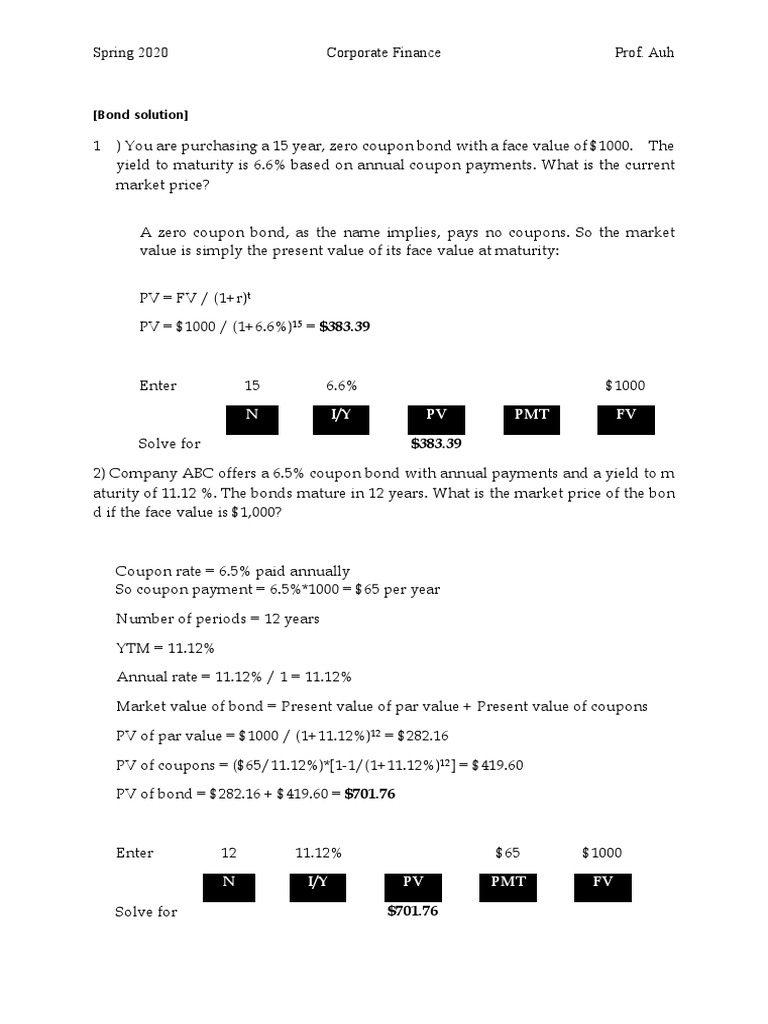 Bond Solution | PDF | Bonds (Finance) | Arbitrage