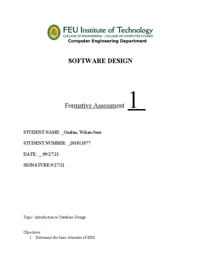 (FA1FORMATIVE) Introduction To Database Design | PDF | Human ...