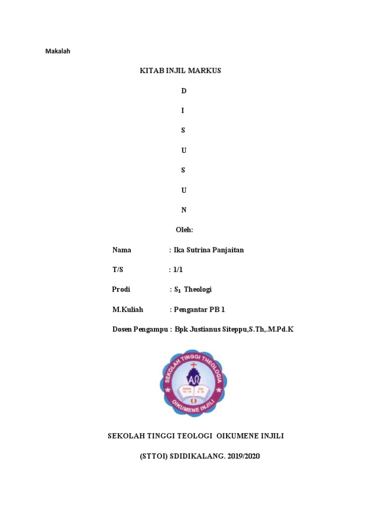 Kitab Injil Markus Pdf