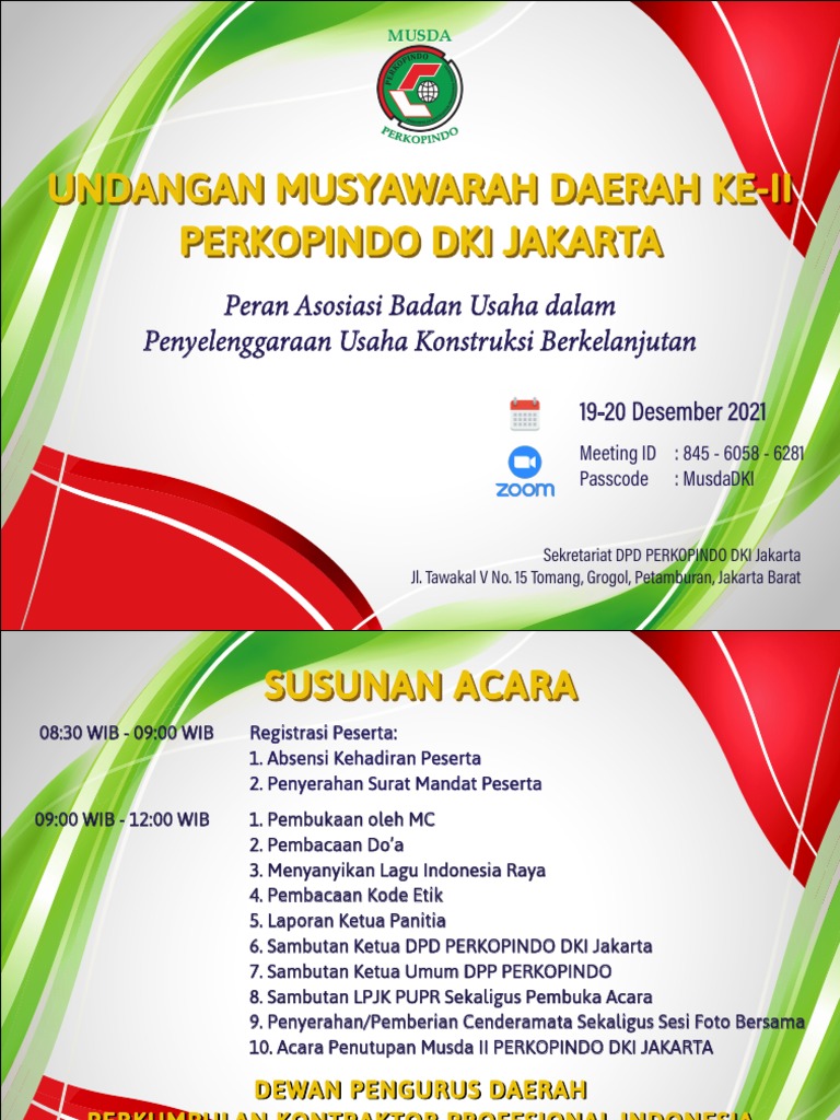 Undangan MUSDA II PERKOPINDO PROVINSI DKI JAKARTA 2021 | PDF