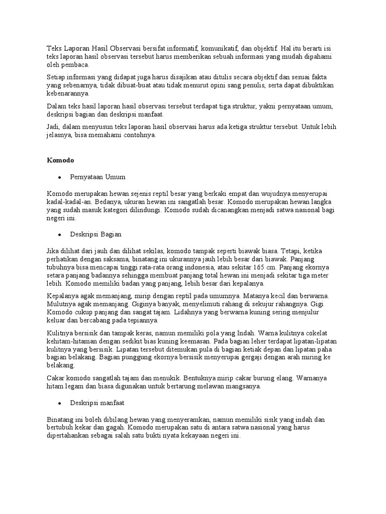 Contoh Teks LHO Komodo | PDF | Seni & Disiplin Bahasa | Kajian Bahasa Asing